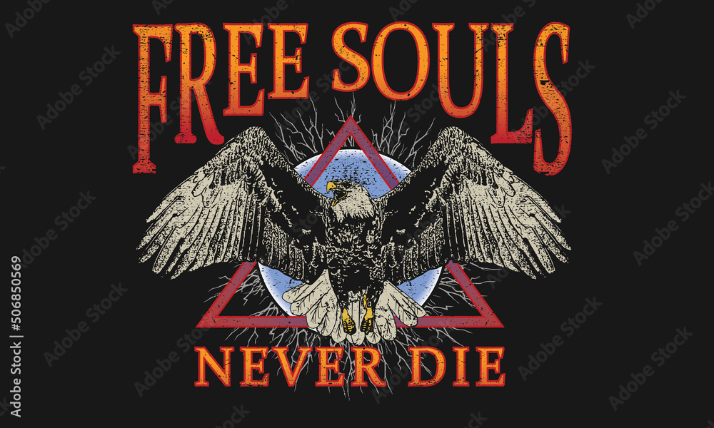 Free souls vector print design. Eagle fly artwork for posters, stickers ...