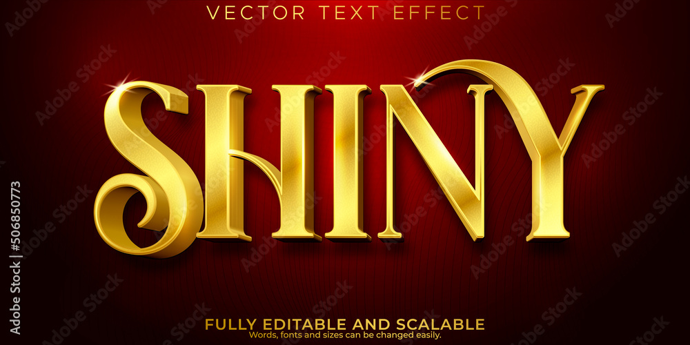 Gold shiny text effect, editable rich luxury text style Stock Vector | Adobe Stock