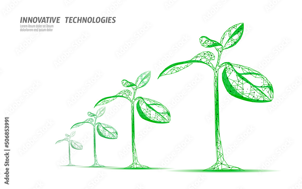 Plant sprout ecological abstract concept. 3D render seedling tree ...