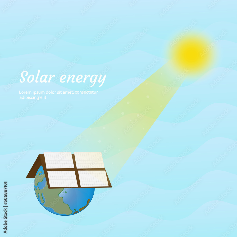 Solar energy poster design template with renewable energy Vector ...