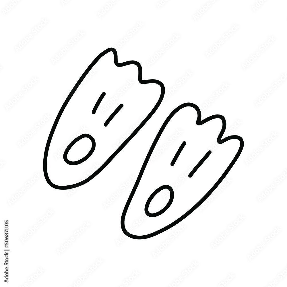 Flippers doodle illustration. Black outline. Vector Stock Vector ...