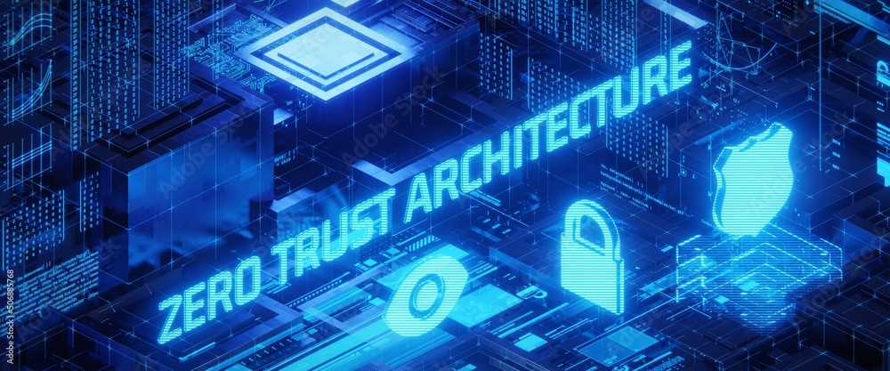 Isometric illustration of the concept of the zero trust architecture ...