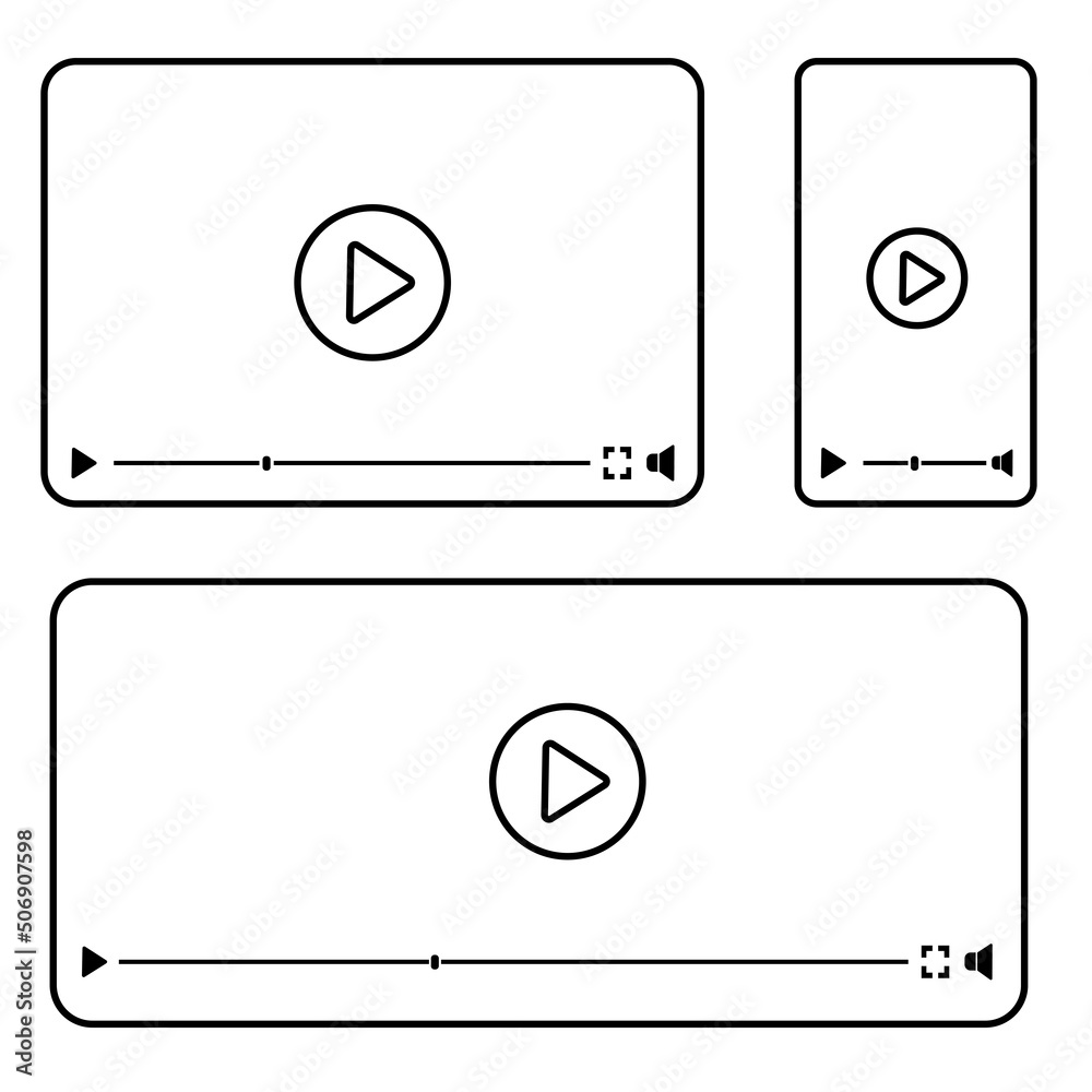 Video player interface for different devices mobile, laptop and tablet ...