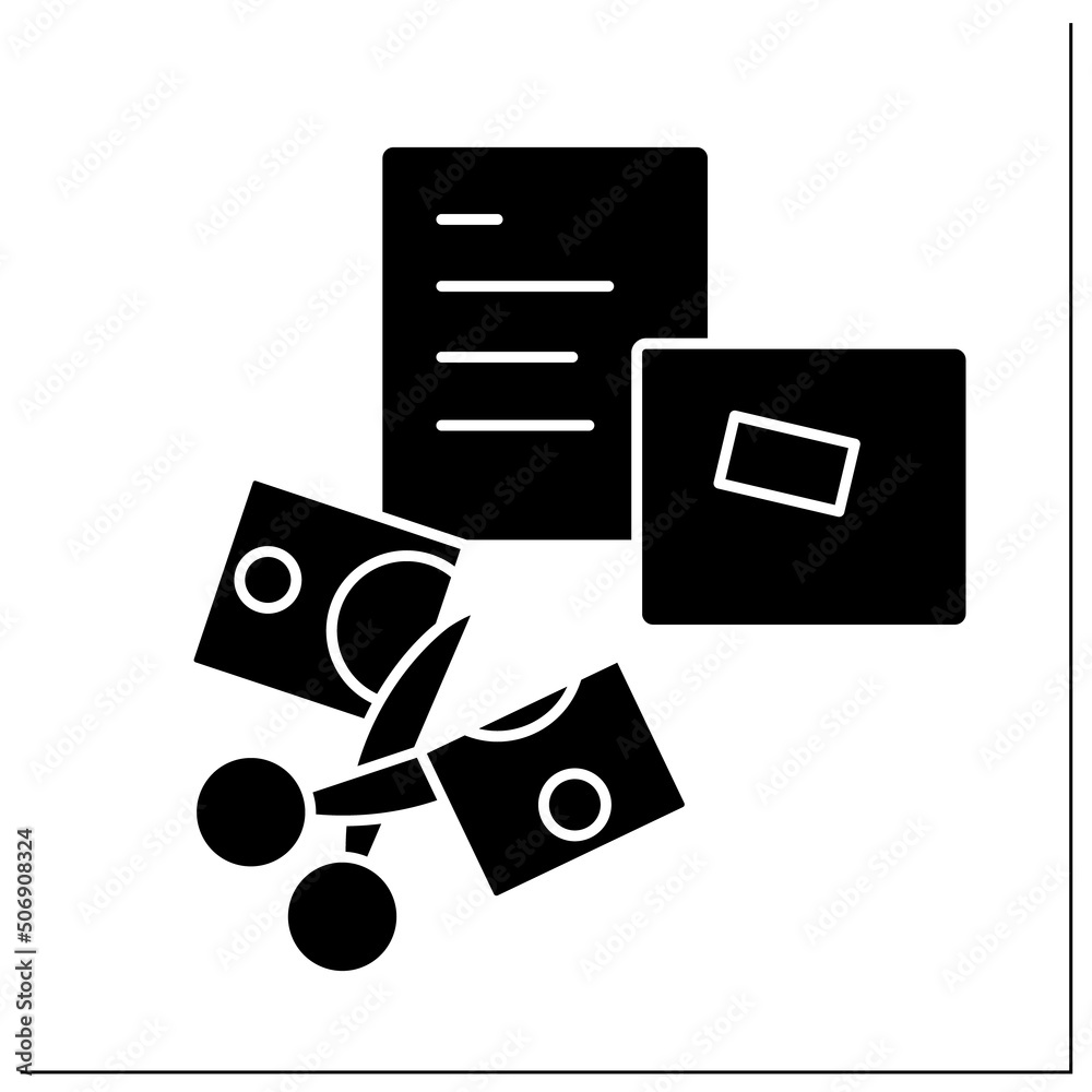 Declare glyph icon. Customs declaration. Goods detailed list. Import ...