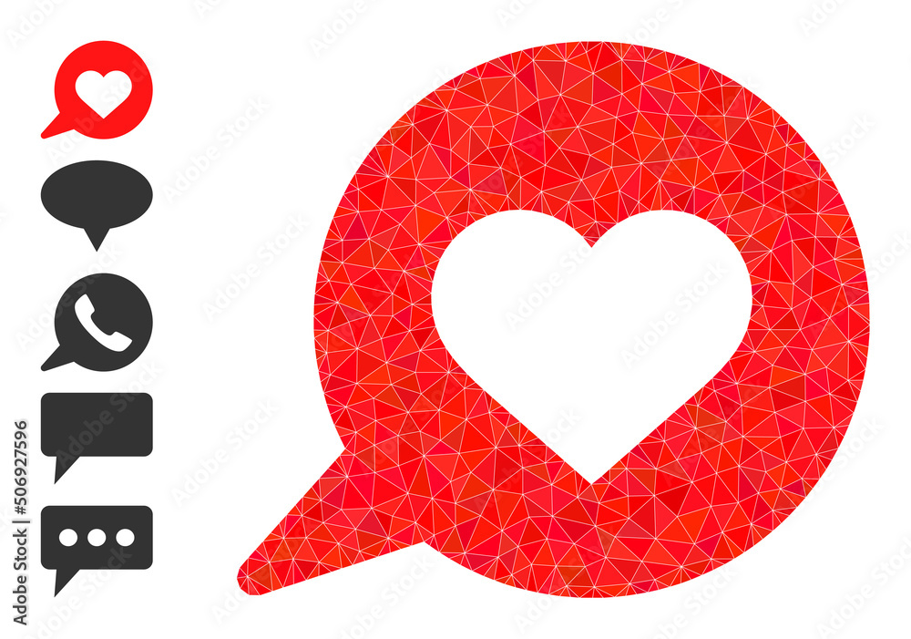 Vector low-poly love message icon illustration is constructed with ...
