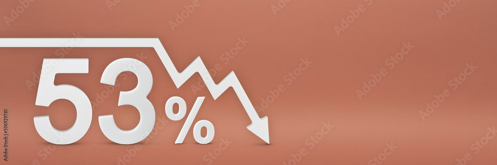 fifty-three percent, the arrow on the graph is pointing down. Stock ...