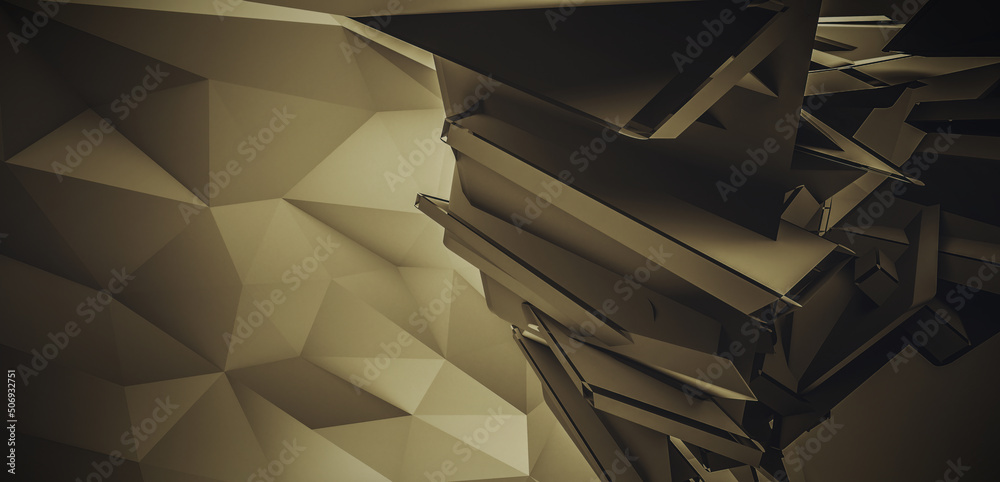 3D wallpaper with geometric structure. Abstract render, with a minimal ...