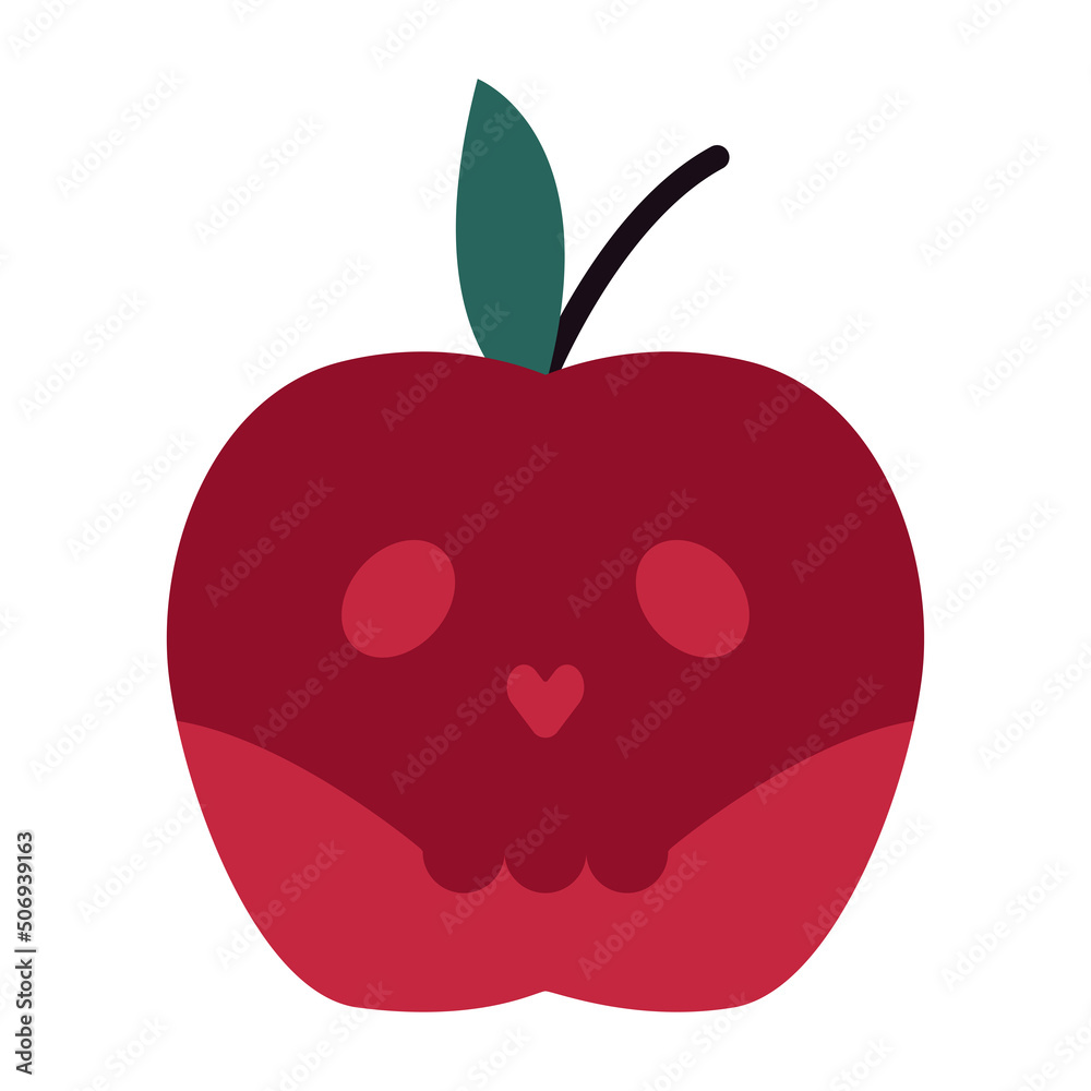 Cartoon poison apple for fairy tale Snow White and seven dwarfs. Flat ...