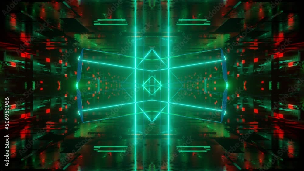 symmetrical 3d object or structure rotates and moves inside glass ...