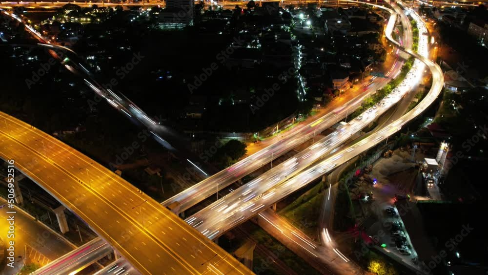 Hyperlapse time-lapse of Expressway top view, Road traffic an important ...