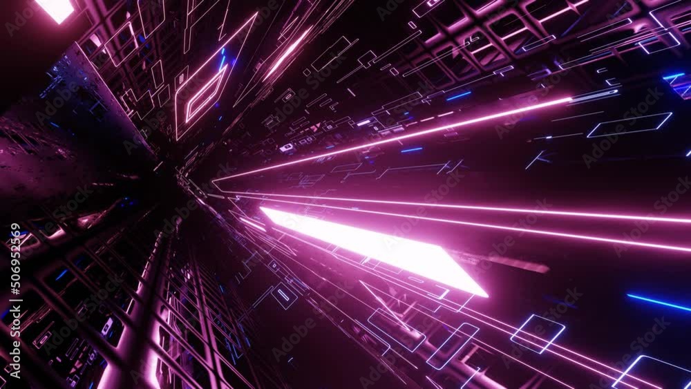 Hi-tech neon sci-fi tunel. Neon pattern hi tech technology. Trendy neon ...