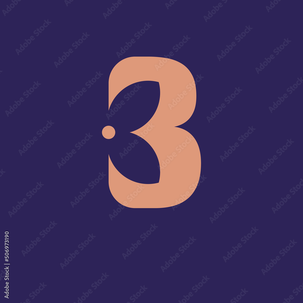 B3 Flower Logo Design .the combination of the letter b and the number 3 ...