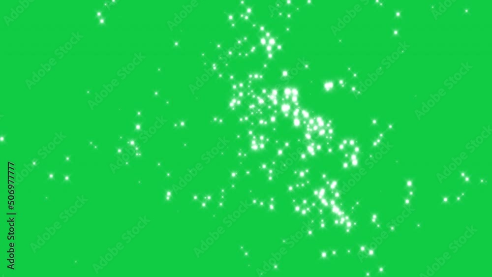 Abstract animation 3d white stars particles floating on green screen ...
