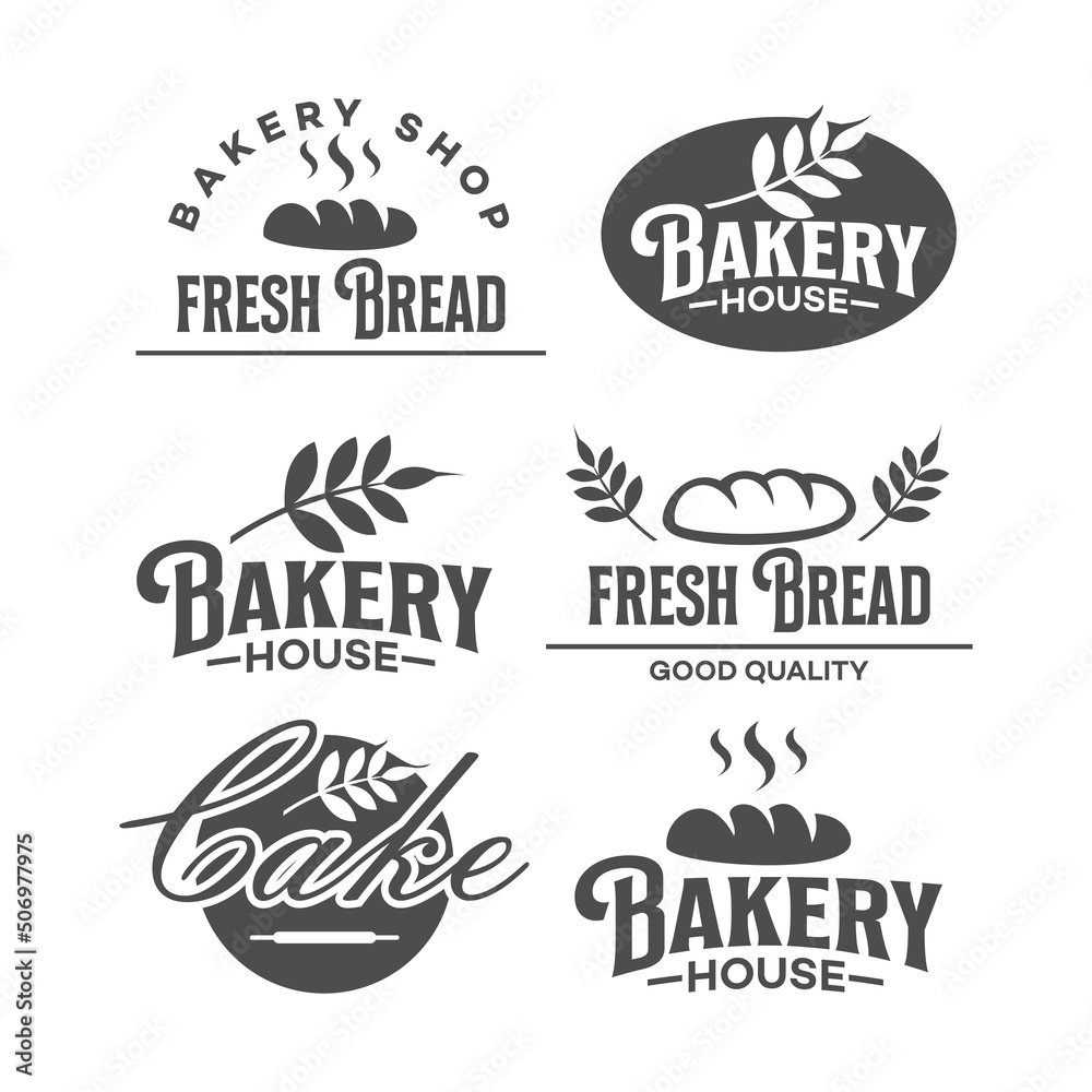 Bread logotypes set. Retro Bakery labels, logos, badges, icons, objects ...