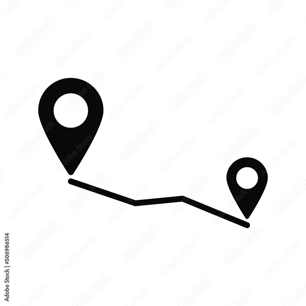 Flat route location icon. Map distance sign. vector illustration Stock ...