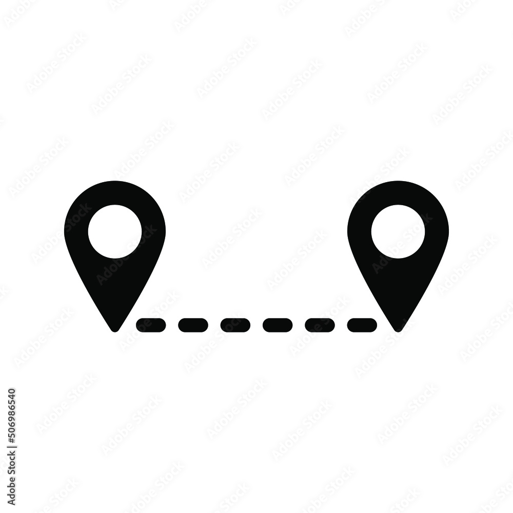 Flat route location icon. Map distance sign. vector illustration Stock ...