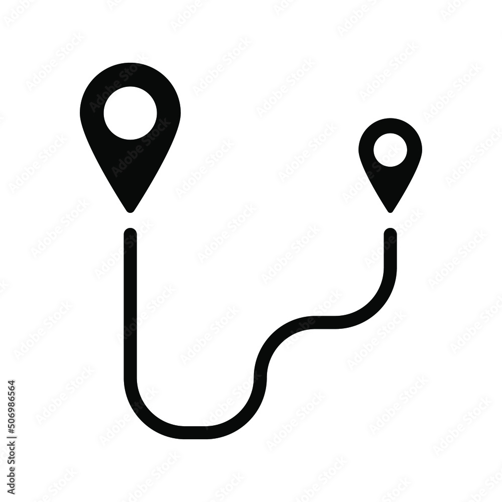 Flat route location icon. Map distance sign. vector illustration Stock ...