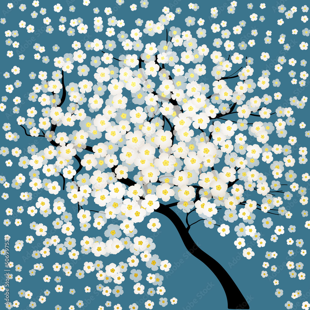 abstract tree with different sizes of flowers. Stock Illustration ...