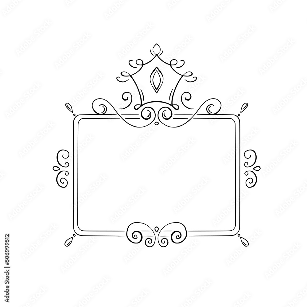 Princess frame. Royal mirror frame and majestic prince doodle border ...