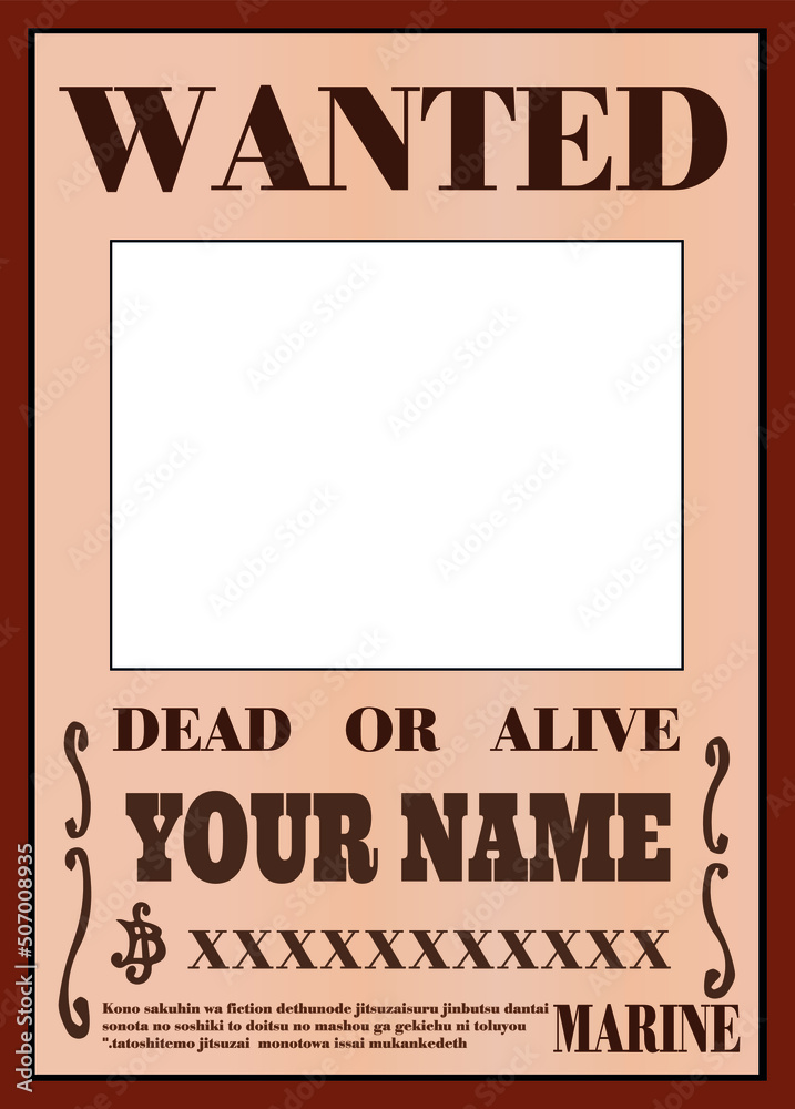 Wanted Poster, One Piece Anime Stock Vector | Adobe Stock