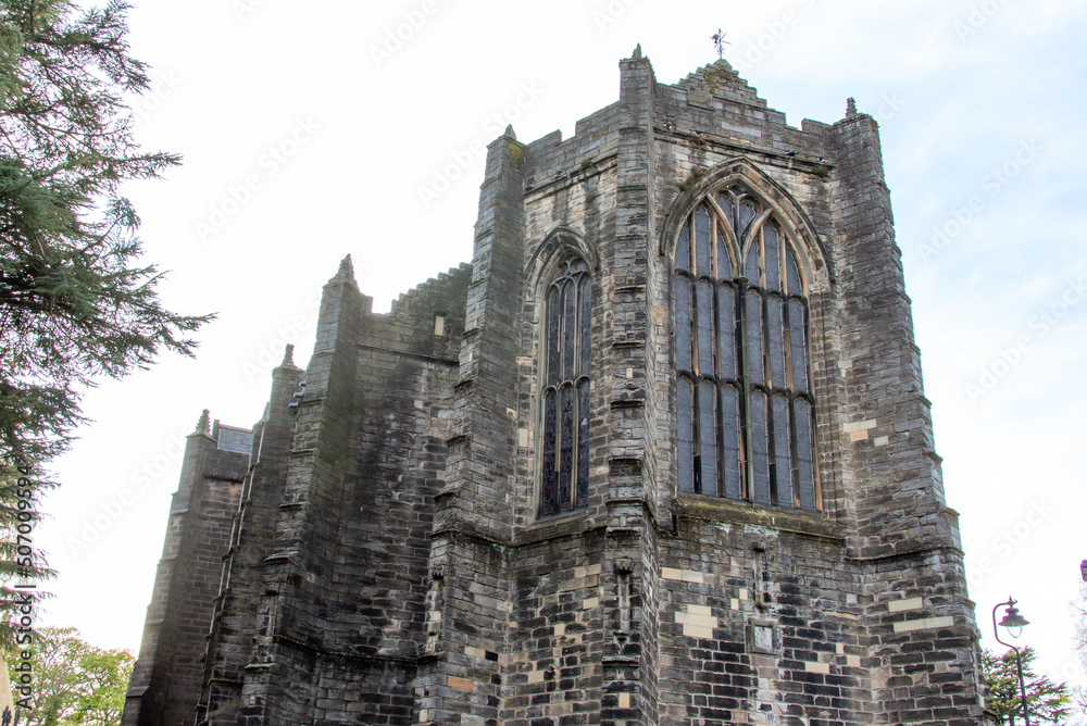 Exterior medieval architecture of the Church of the Holy Rude, a 16th ...