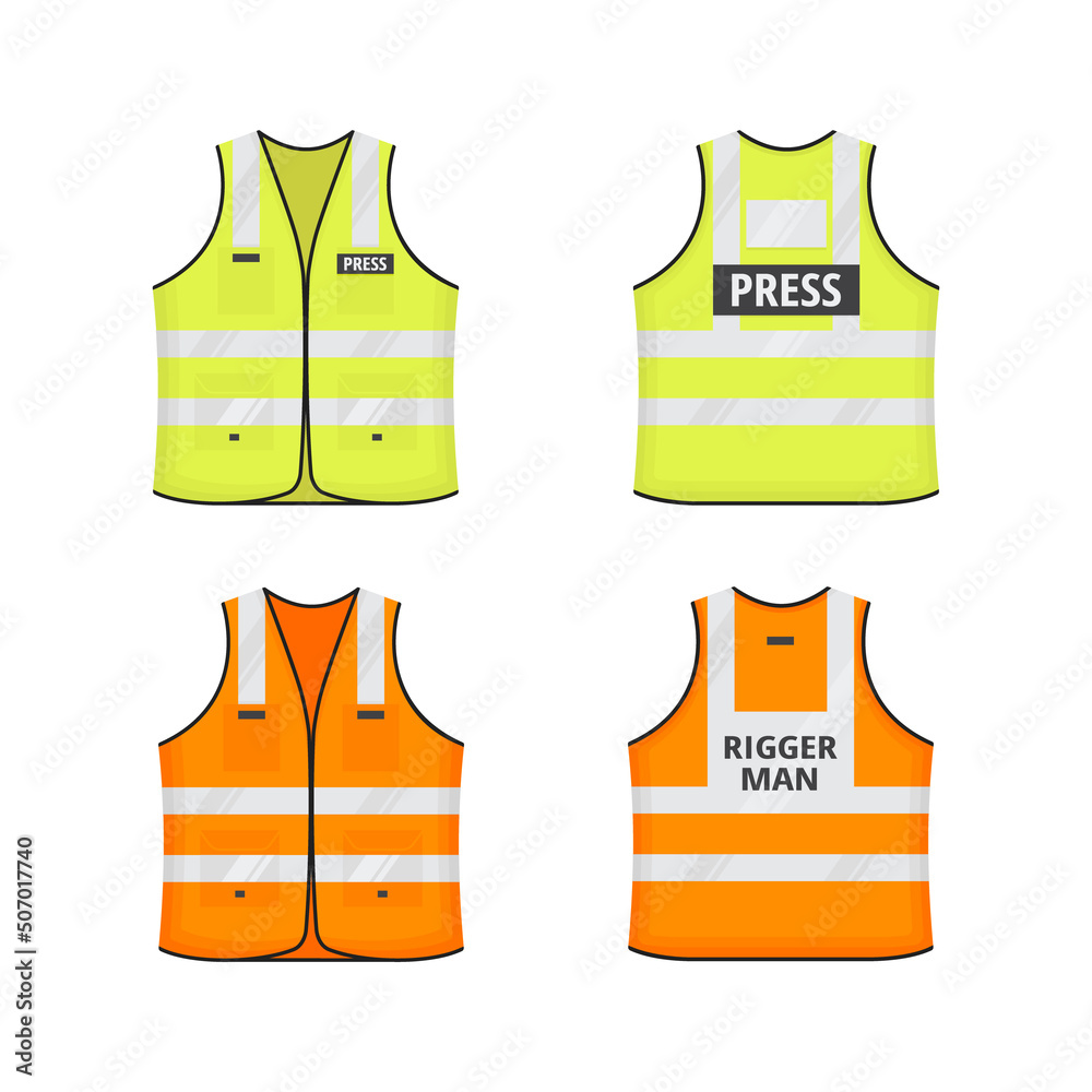 Safety reflective vest with labes tag flat style design vector ...