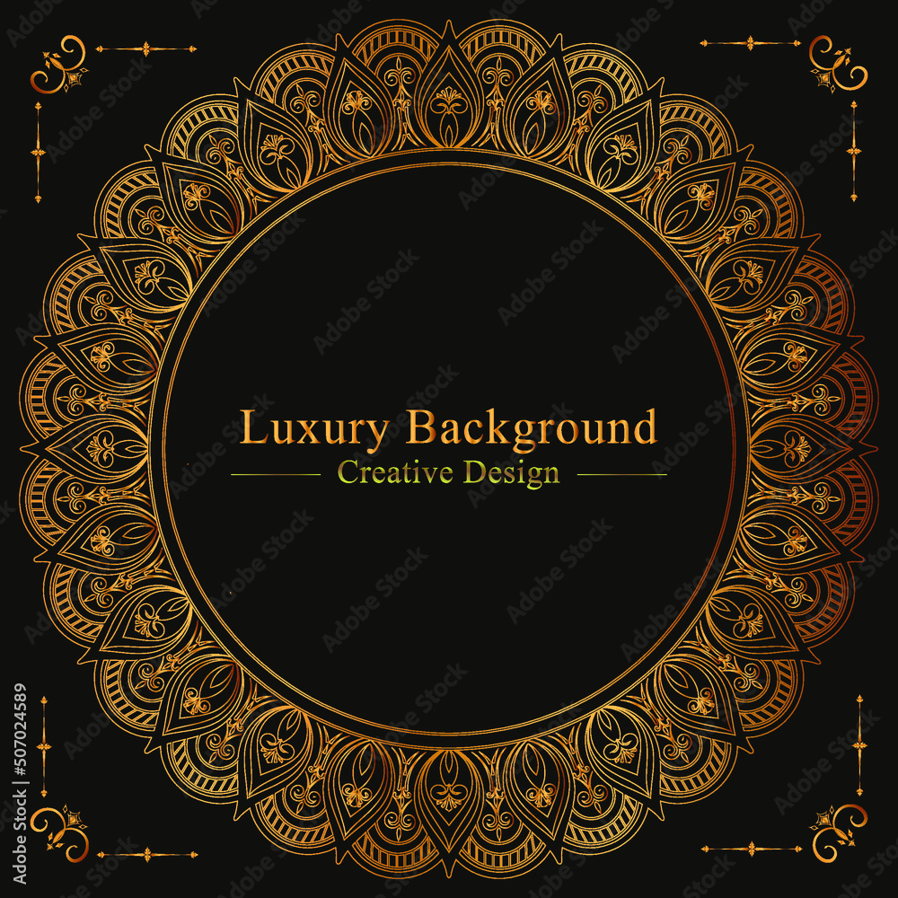 Luxury golden circle frame with vintage mandala gold circular pattern ...
