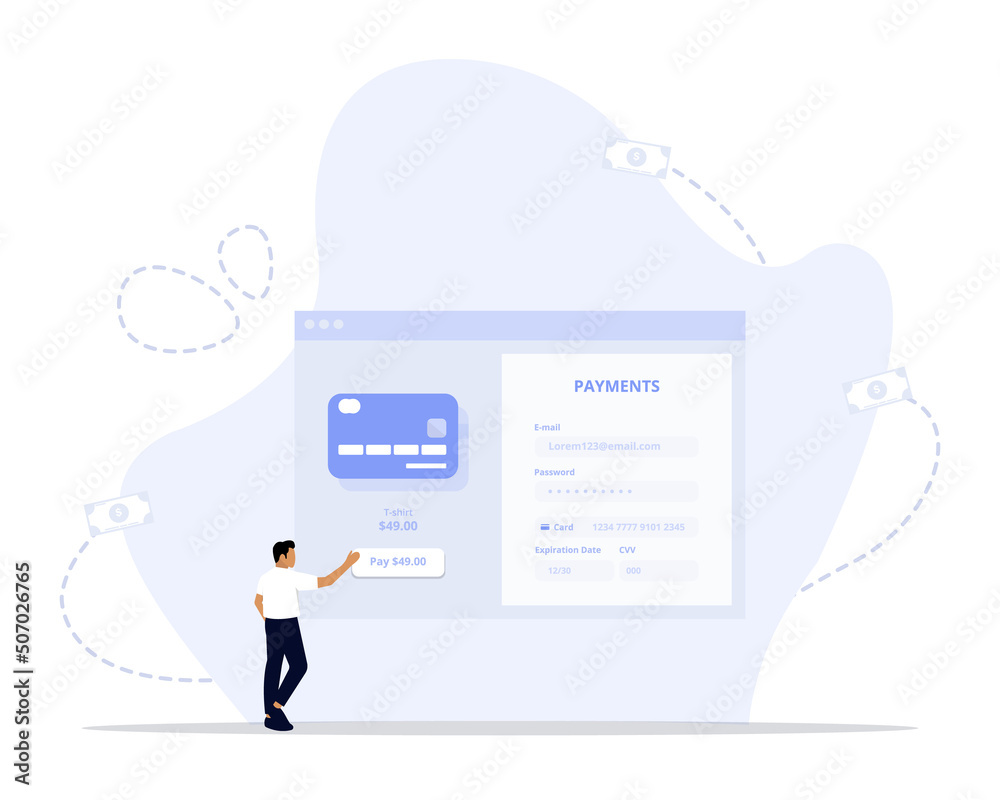 payment details information form ui design. Browser window with online ...