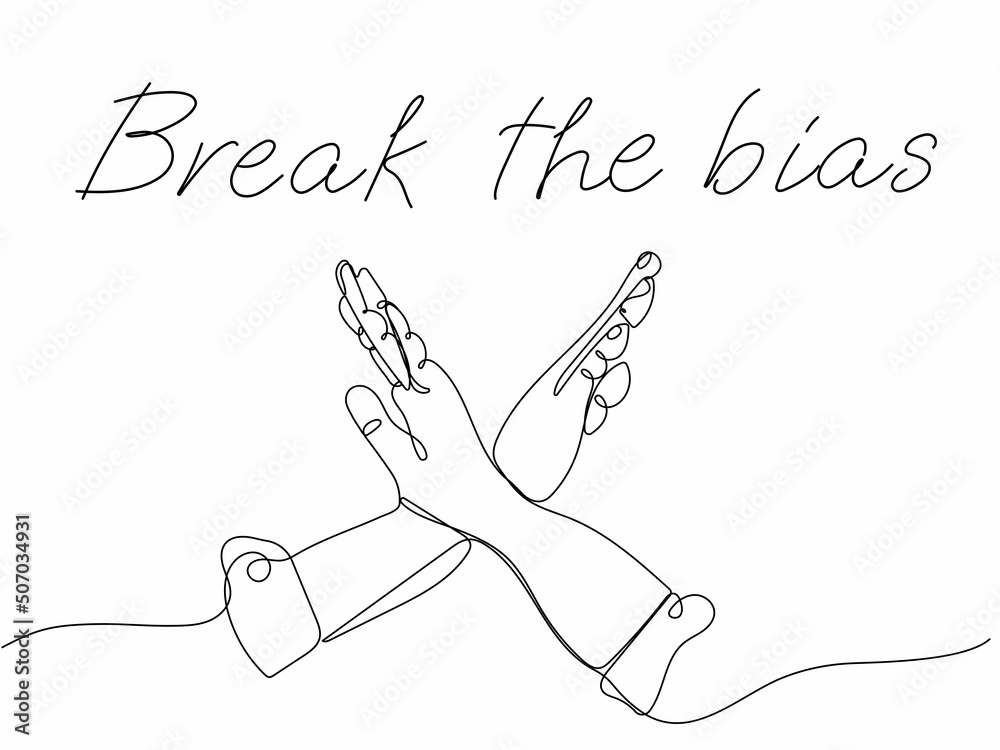 Continuous one line drawing of crossed arms. Break the bias. Concept ...