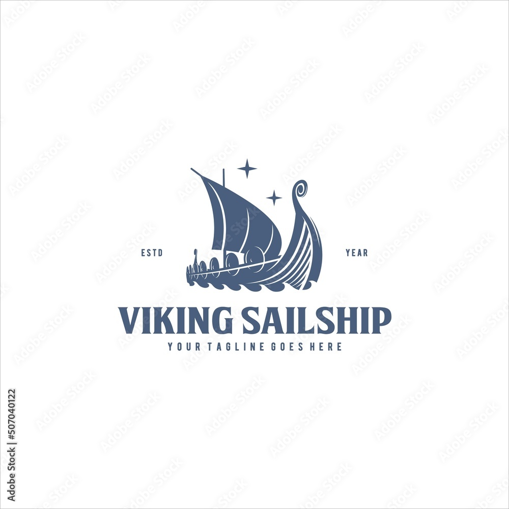 Ship Wooden Viking Sail Retro Vintage Logo Design Vector Stock Vector ...