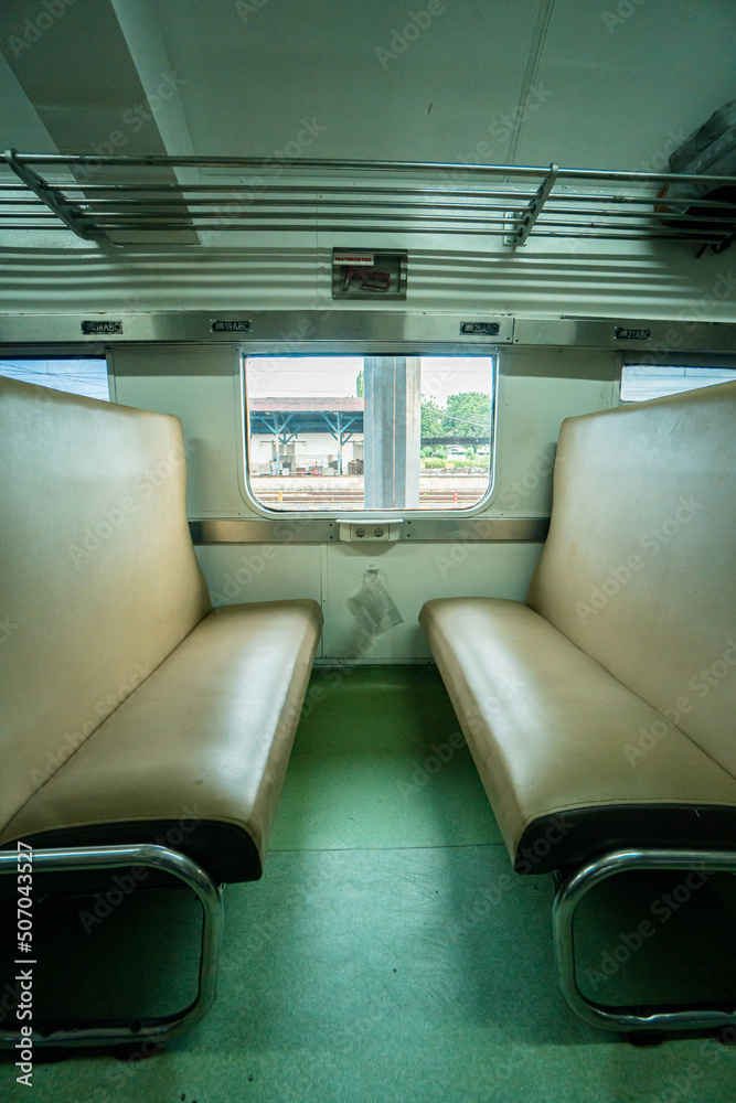 The shape of the seat of an economy class train in Indonesia that ...