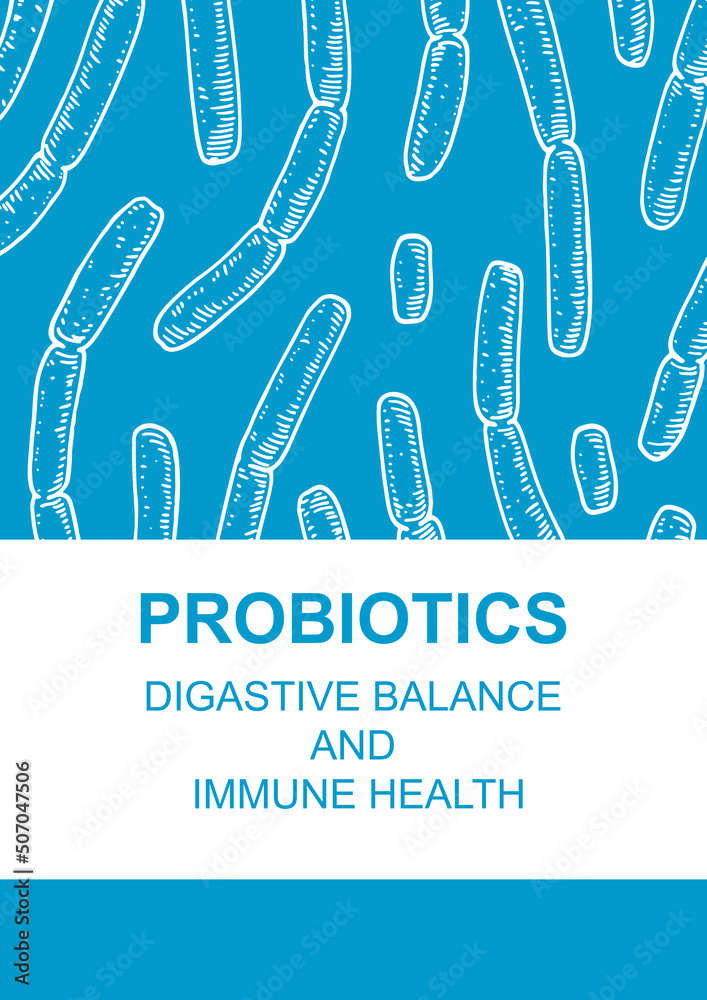 Hand drawn probiotics design for packaging and branding. Vector ...