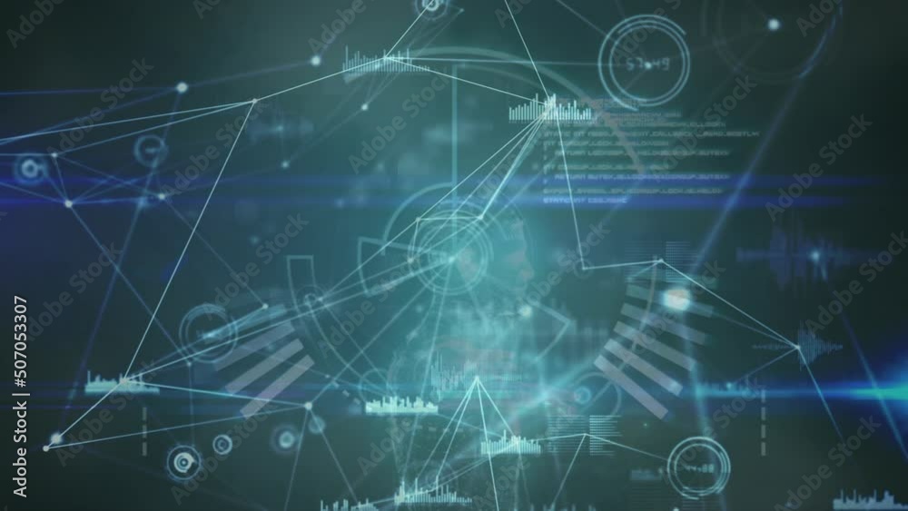 Animation of data processing on black and green background Stock Video ...