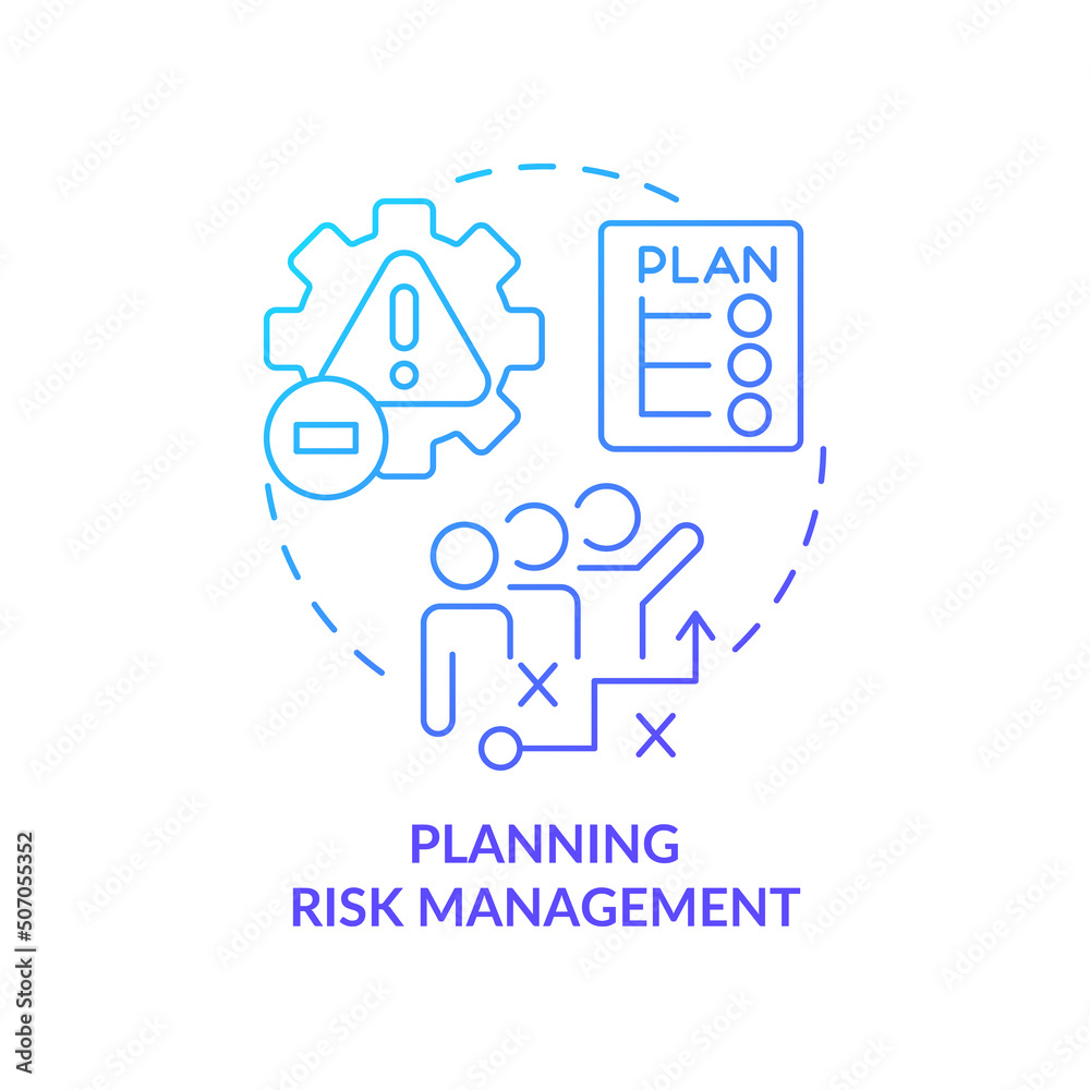 Planning risk management blue gradient concept icon. Handle potential ...