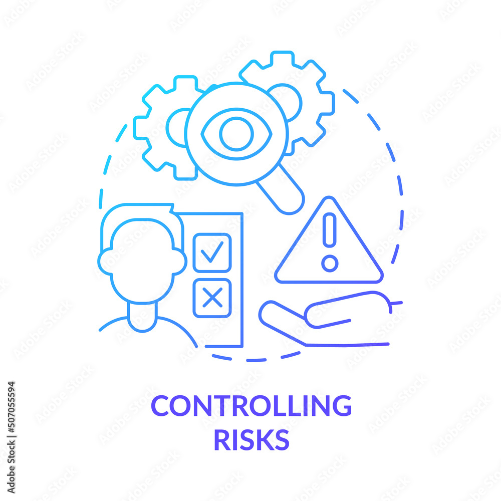 Vektorová grafika „Controlling risks blue gradient concept icon. Risk ...