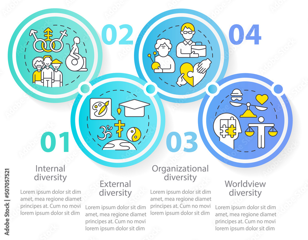 Workplace diversity circle infographic template. Corporate tolerance ...
