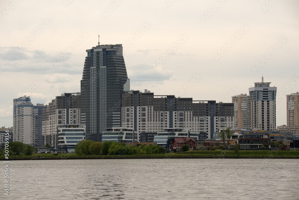 View of Minsk."Lazurit" is a 37-storey residential complex located on ...