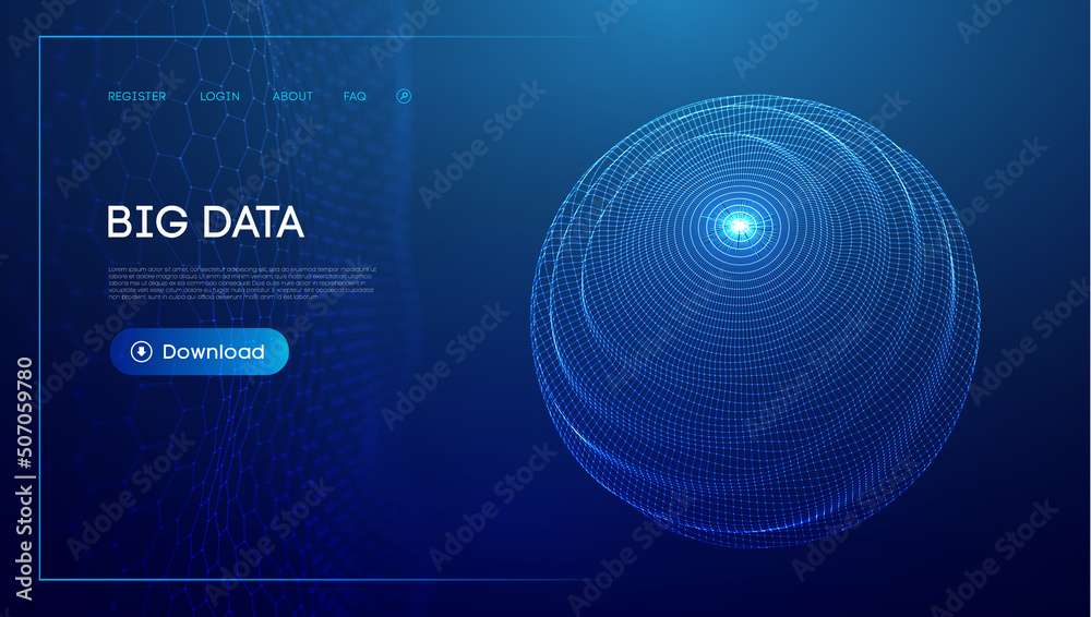 Abstract 3d Mesh Sphere Tech Vector Cloud Technology Science