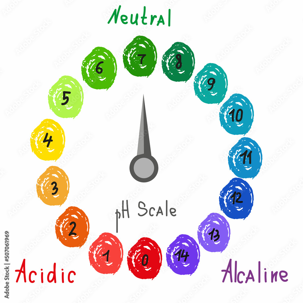 Round pH scale for measuring acid alkaline balance. Chemical value test ...