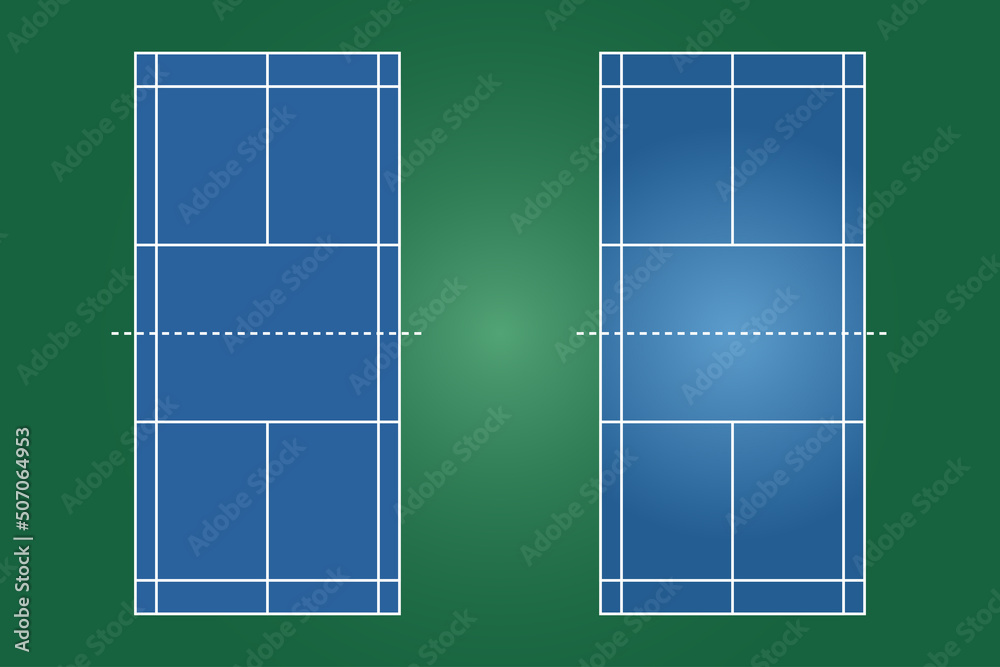 Badminton field flat design, Sport field graphic illustration, Vector ...