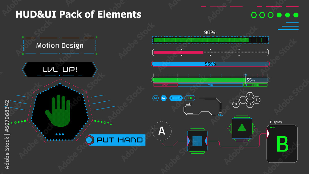 Pack of the HUD UX UI progress bars, loading process indicators and ...