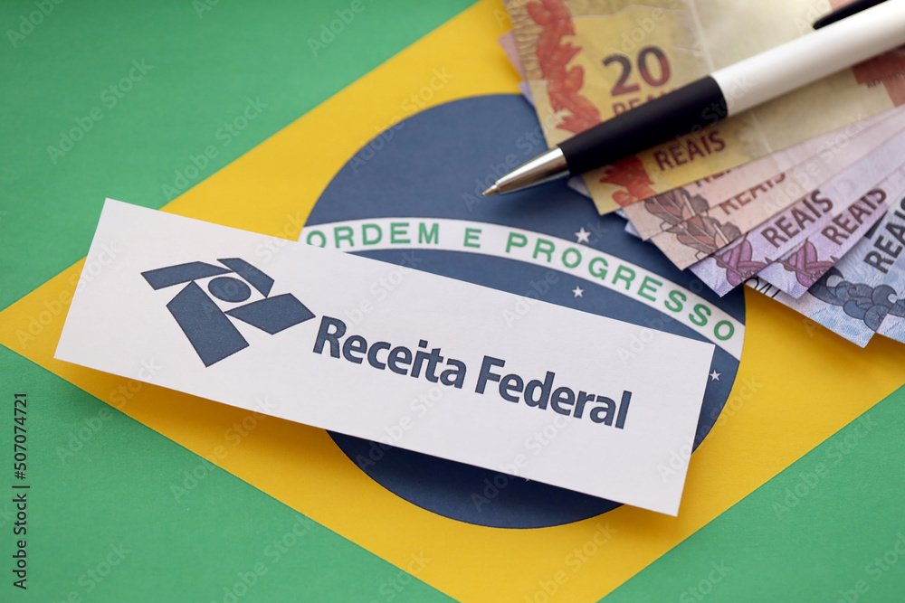 TERNOPIL, UKRAINE - MAY 20, 2022: Brazilian Receita Federal logo ...