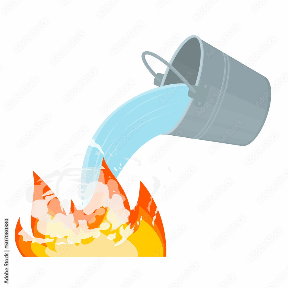 Fire fighting. Bucket of water to extinguish a fire, vector ...