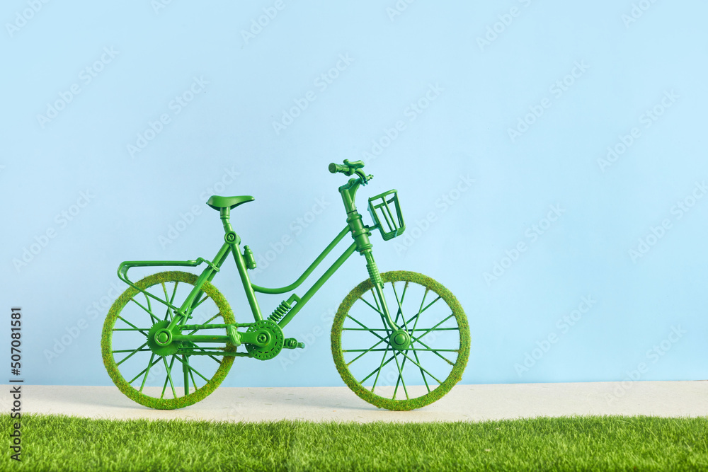 World Bicycle Day. Green bicycle and world. Environment preserve. Stock ...