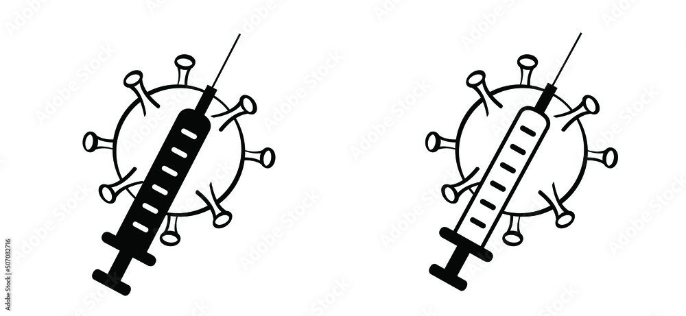 Vaccine and syringe injection. Smallpox, monkeypox or monkey pox viral ...