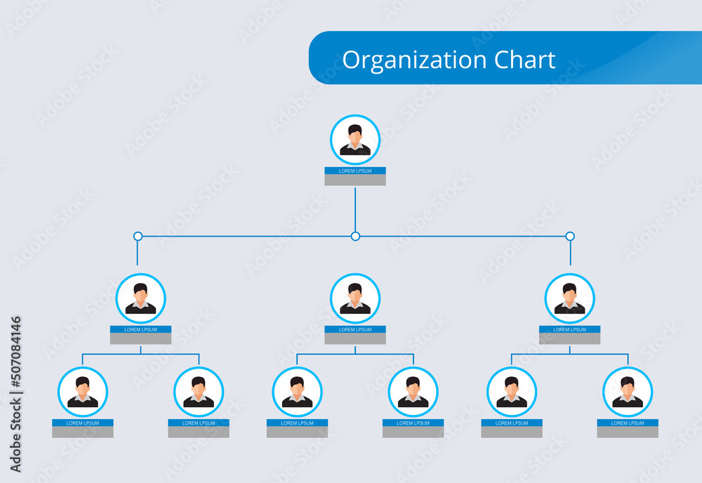 Organization Chart Infographics with People Icon and Abstract Line ...