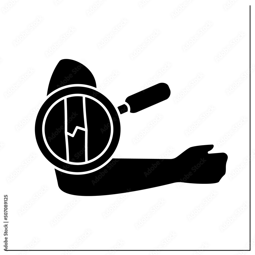 Diagnostic glyph icon. Complex diagnostic. Examination of humeral ...