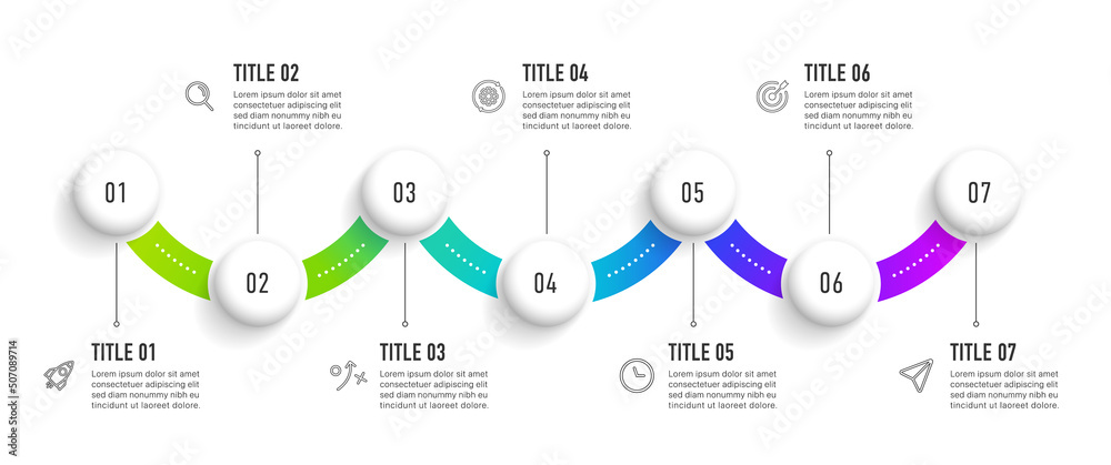 Timeline infographic design with 7 options or steps. Infographics for ...