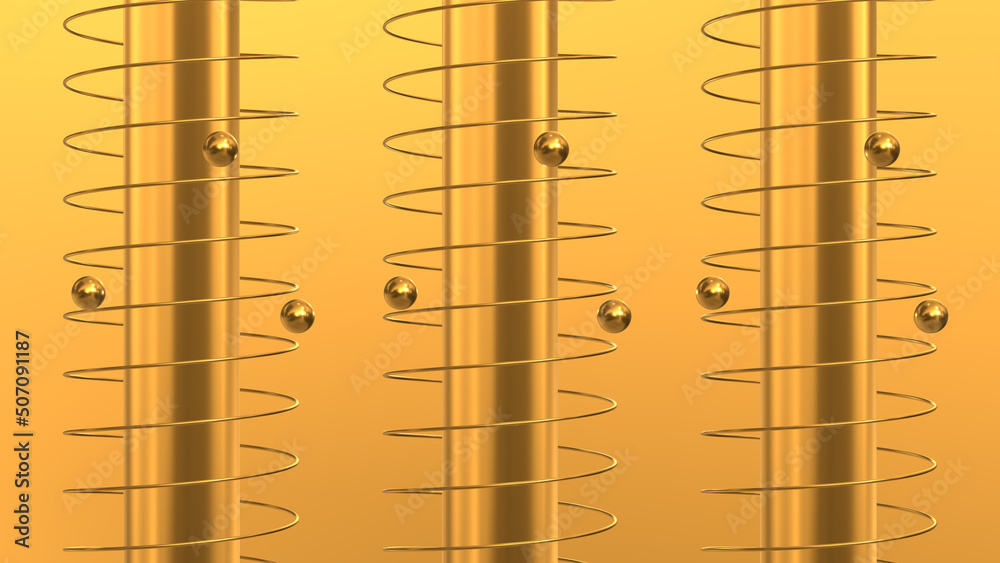 floating metal sphere on the three gold electromagnetic levitation coil ...