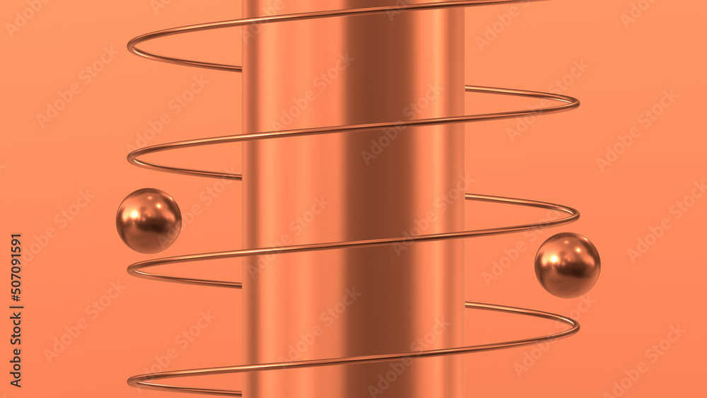 sliding two metal ball on the bronze metal electromagnetic levitation ...